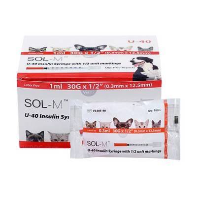 SOL-M/Sol-Vet U-40 Insulin Syringes - 1/2 Unit Markings | VetRxDirect