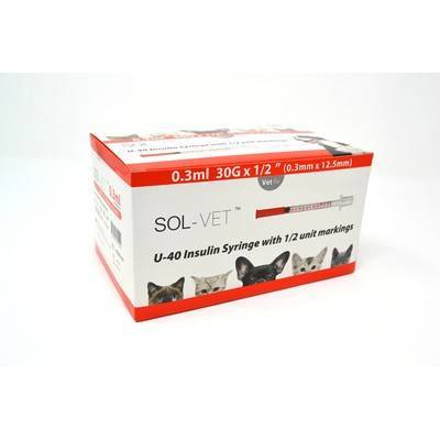 SOL-M/Sol-Vet U-40 Insulin Syringes - 1/2 Unit Markings | VetRxDirect