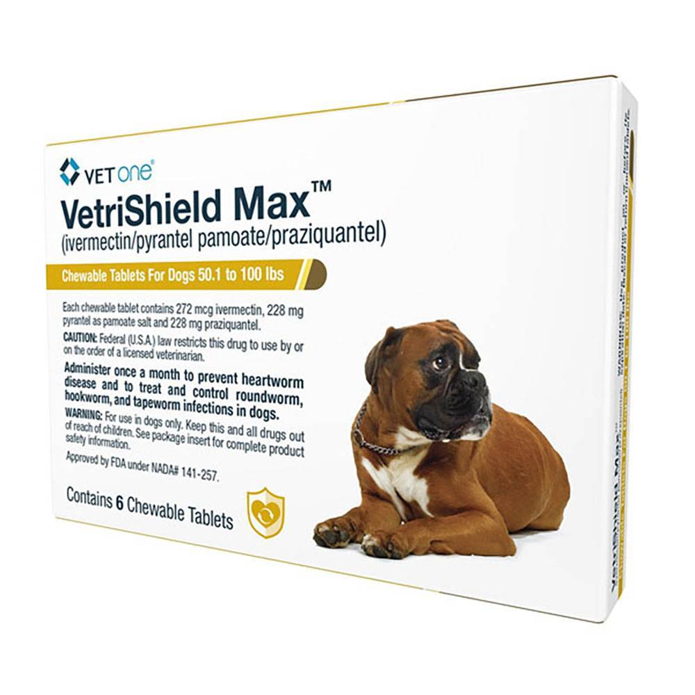 VetriShield Max for Dogs - Heartworm and Intestinal Parasite Tablets ...