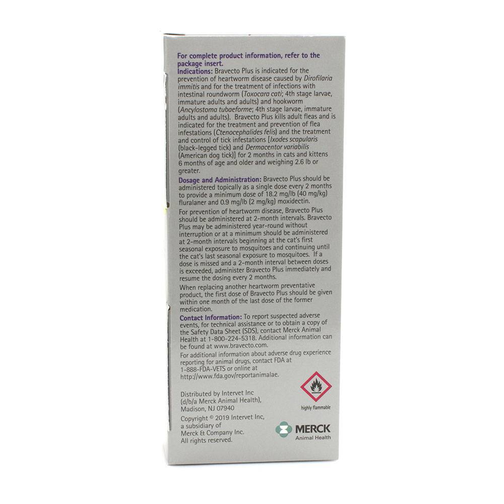 Bravecto Plus Topical Solution for Cats - Fleas, Ticks, and Heartworm! | VetRxDirect | 13.8-27.5 ...