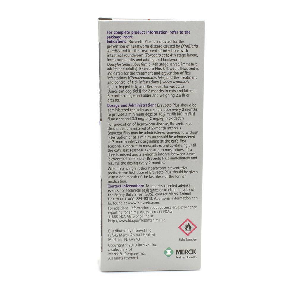 Bravecto Plus Topical Solution for Cats - Fleas, Ticks, and Heartworm ...