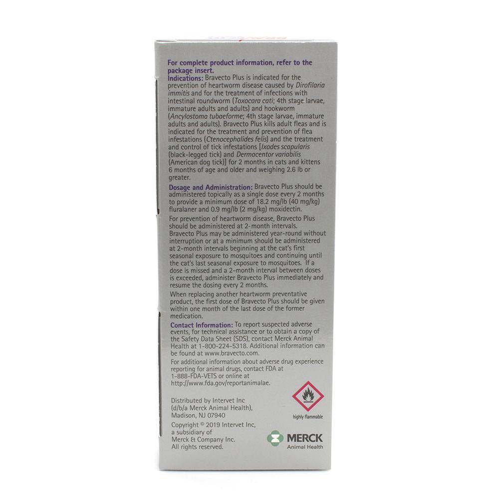 Bravecto Plus Topical Solution for Cats - Fleas, Ticks, and Heartworm ...