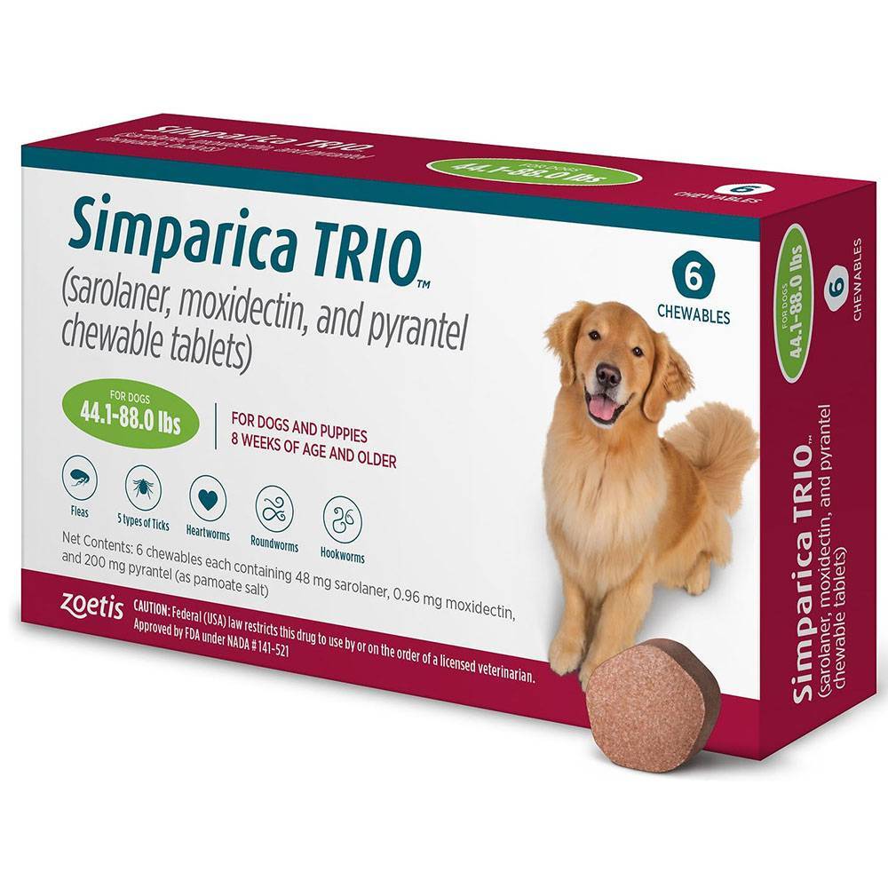 Simparica TRIO for Dogs - Heartworm, Flea, and Tick Prevention Chewable | VetRxDirect | for Dogs ...
