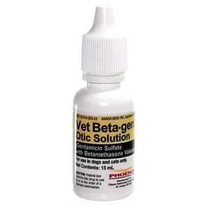 Vet Beta-gen Otic Solution: Antibiotic/Anti-inflammatory for Ears